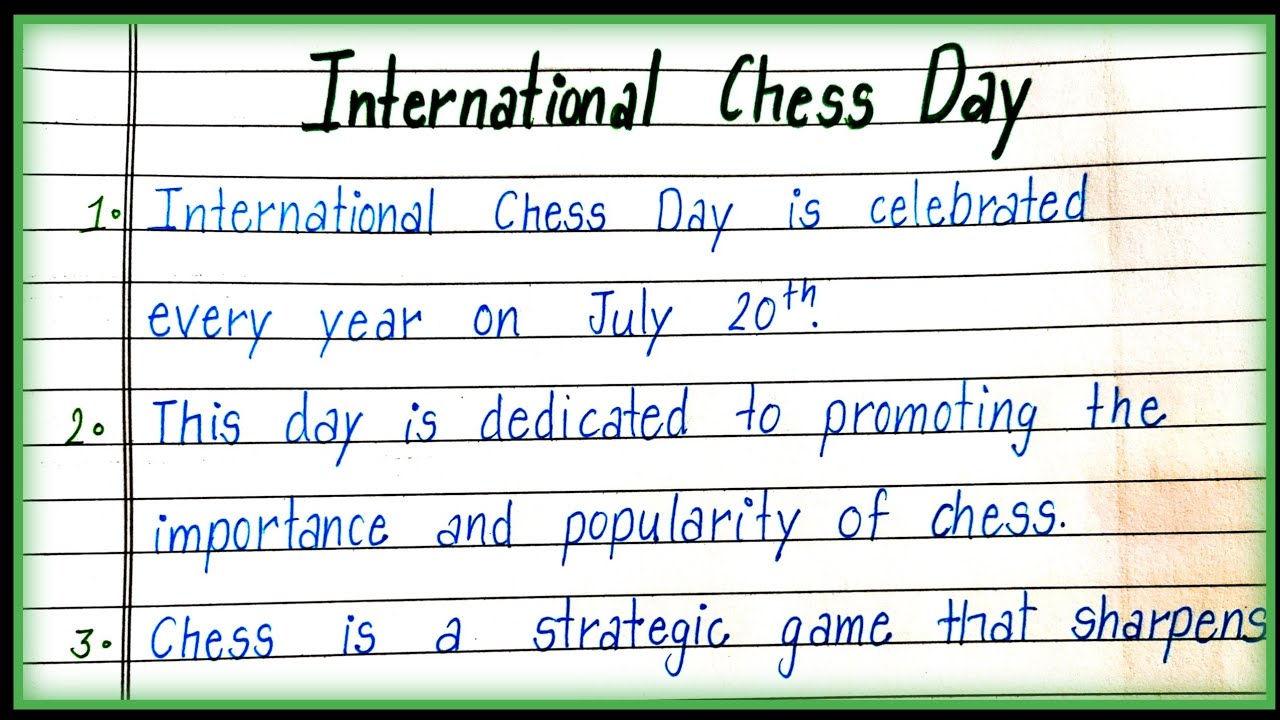 10 Lines on International Chess Day in English| Essay on International ...