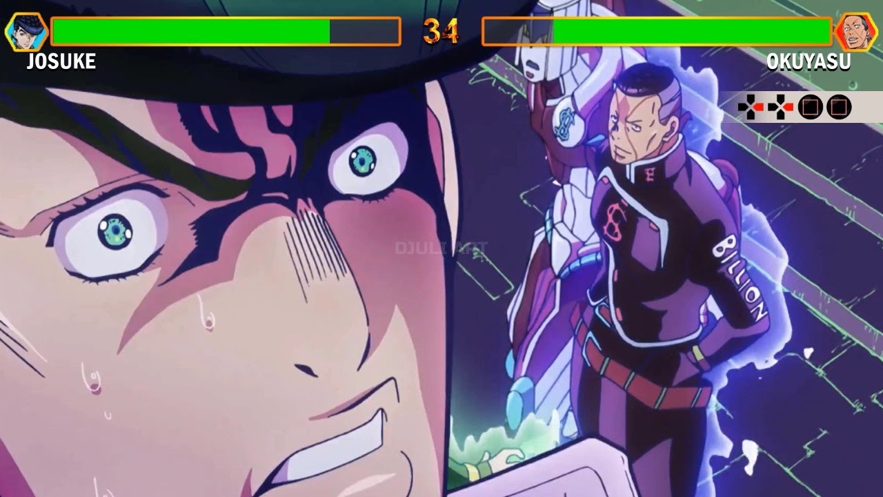 Josuke VS Okuyasu With Healthbars | JoJo's Bizarre Adventure - YouTube