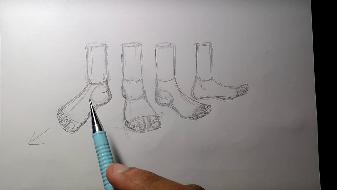 Practice drawing - Drawing feet from different angles - YouTube
