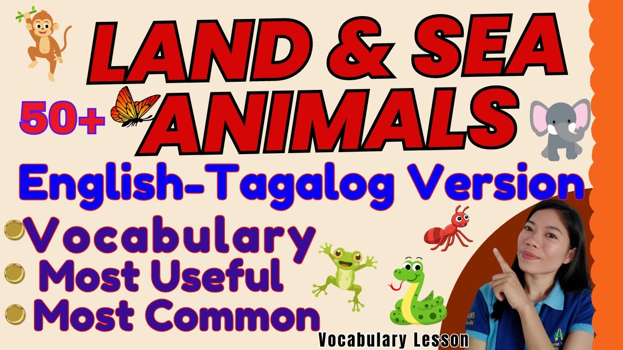 50+Animals English Tagalog |Most Useful & Common|Land & Sea Animals ...