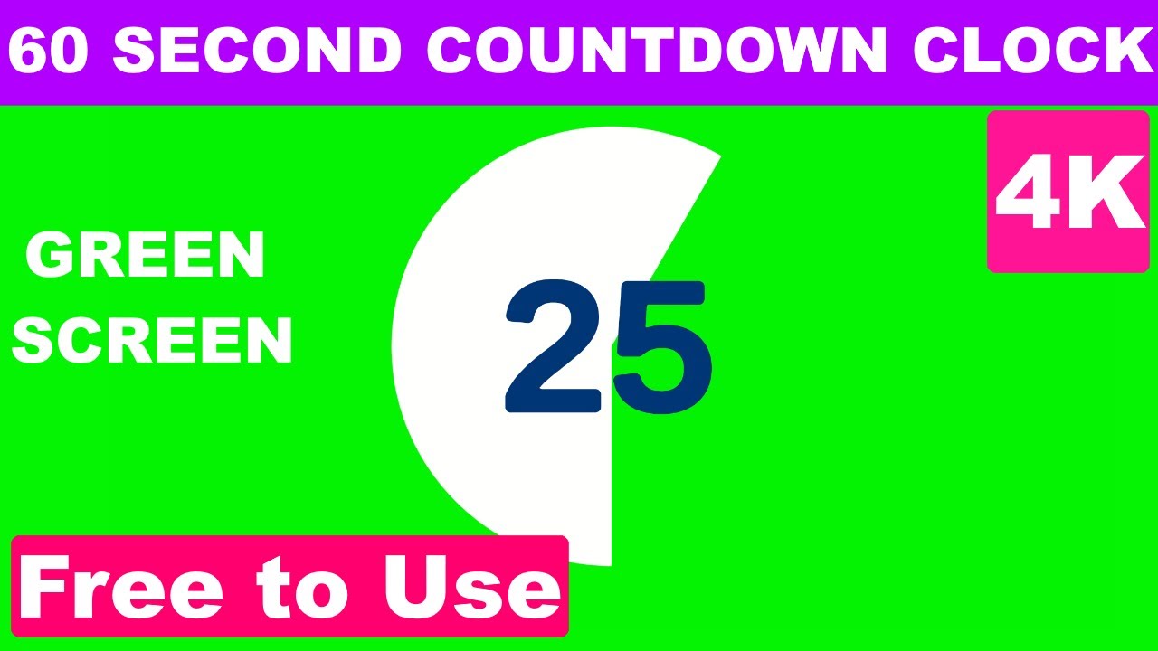 60 Second Countdown Clock GREEN SCREEN in 4K - YouTube