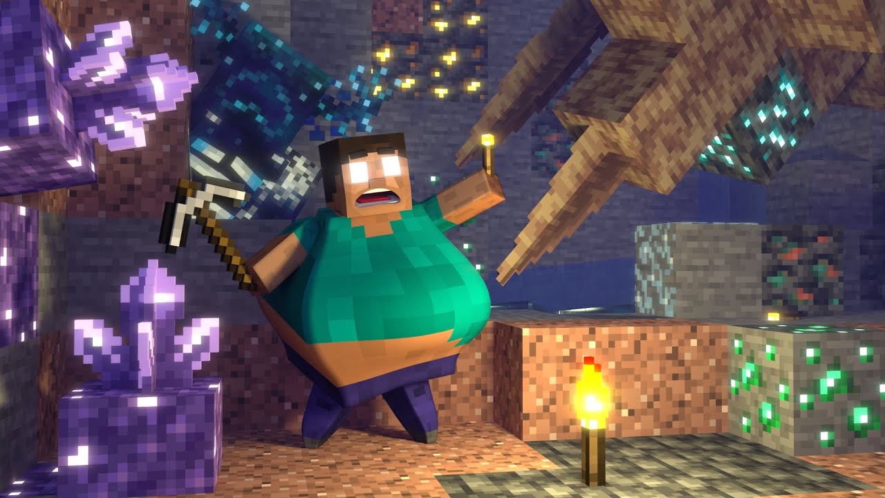 Fat Herobrine Caves & Cliffs - Minecraft Animation - YouTube