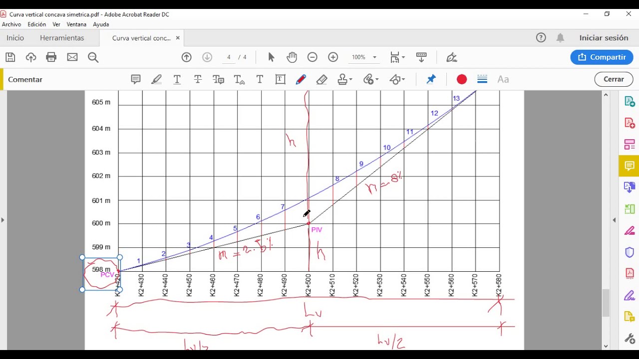Diseño de curva vertical cóncava (Vertical curve calculation) - YouTube
