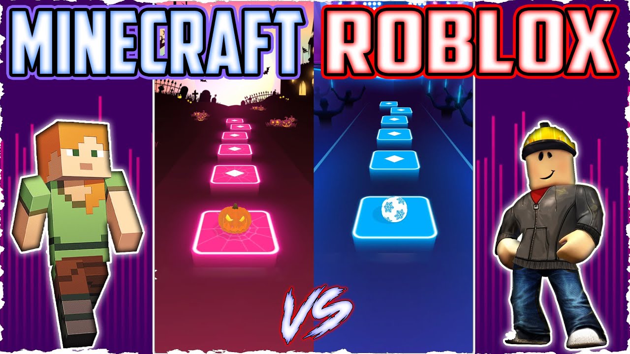 Minecraft Song vs Roblox Song - Tiles Hop EDM Rush - YouTube