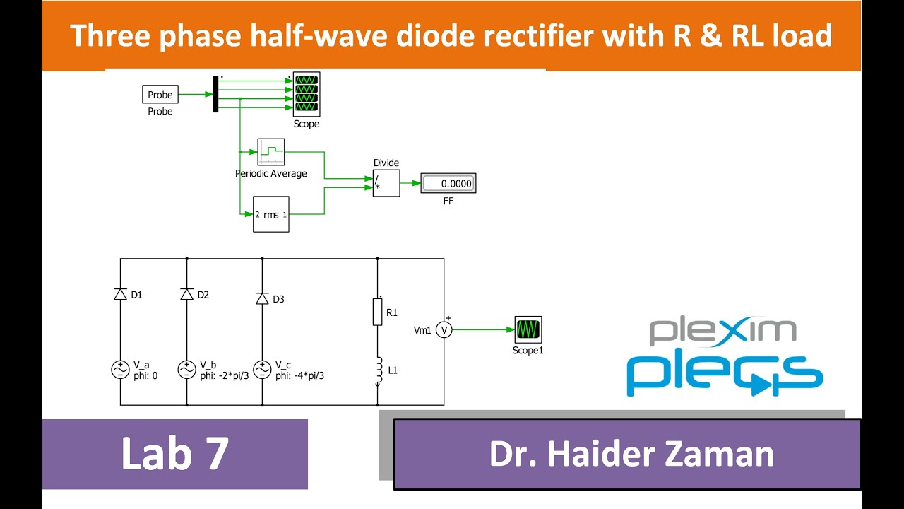 Three phase half wave uncontrolled rectifier with R & RL load Using ...