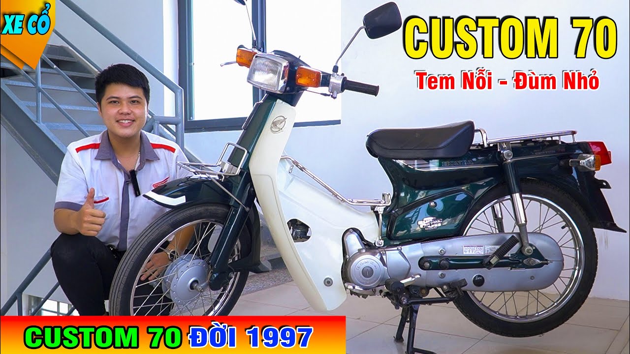 🌈XE CỔ 🔰 CUB CUSTOM 70 ĐỜI 1997 🔰 Tem Nỗi - Đùm Nhỏ - Màu Xanh Nhớt 🔰 ...
