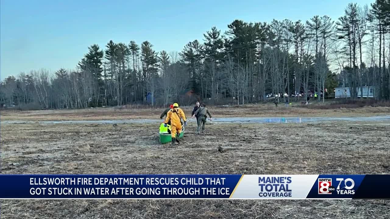 Firefighters save boy's life after he falls through ice in Ellsworth on ...