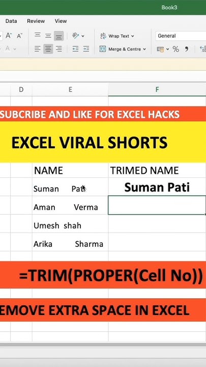 Simplify Your Excel Spreadsheets How To Remove Extra Spaces Excelshorts