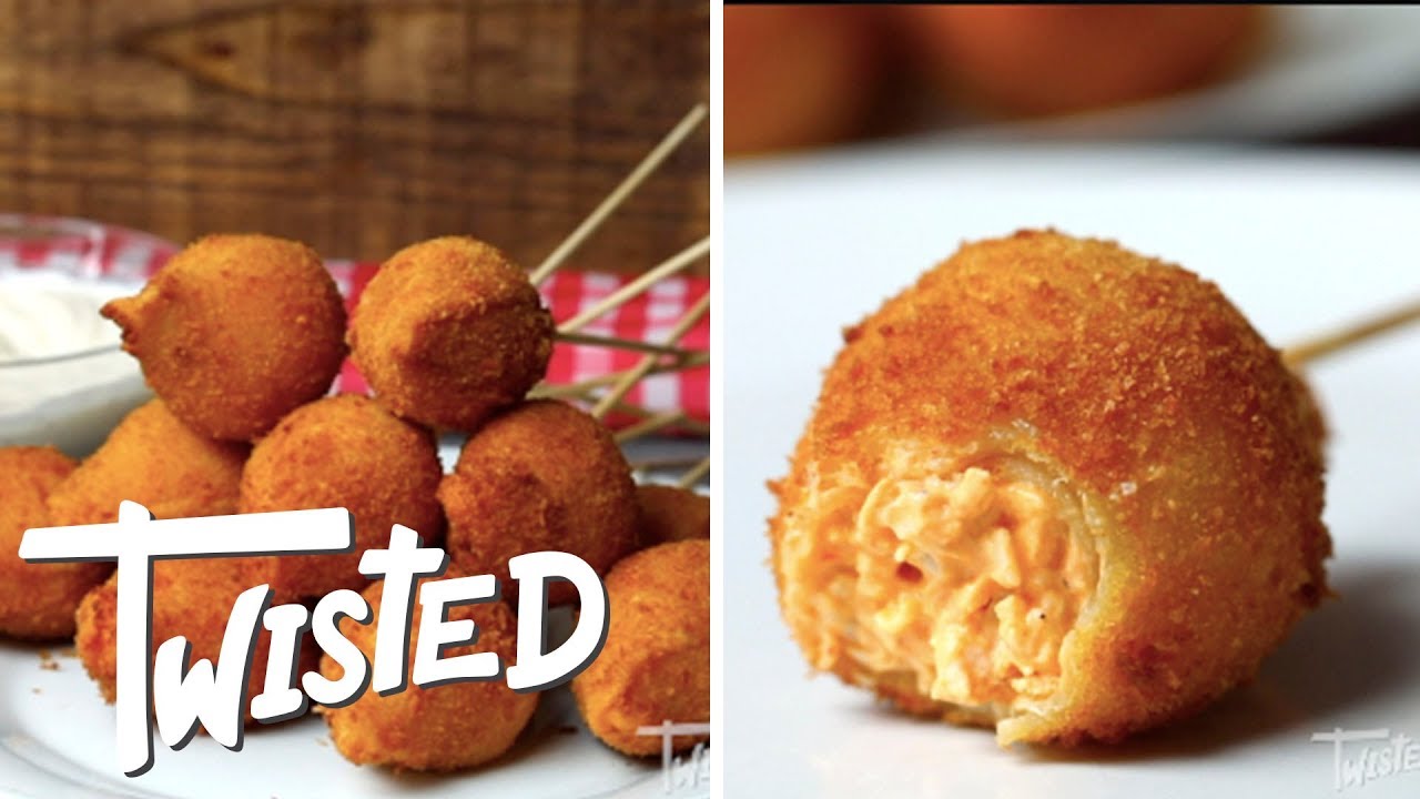 How To Make Crispy Buffalo Chicken Pasta Pops - YouTube