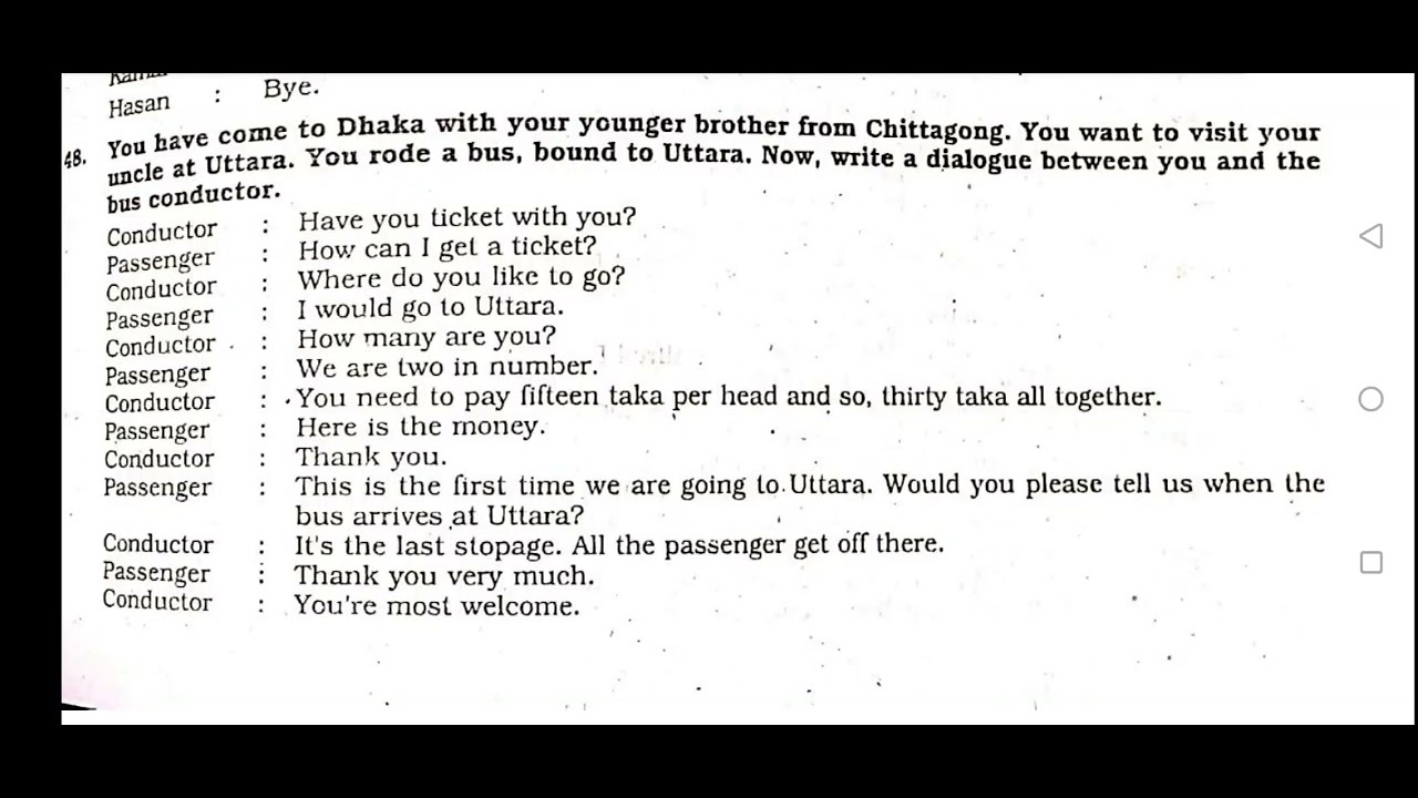 Dialogue between you and the bus conductor - YouTube