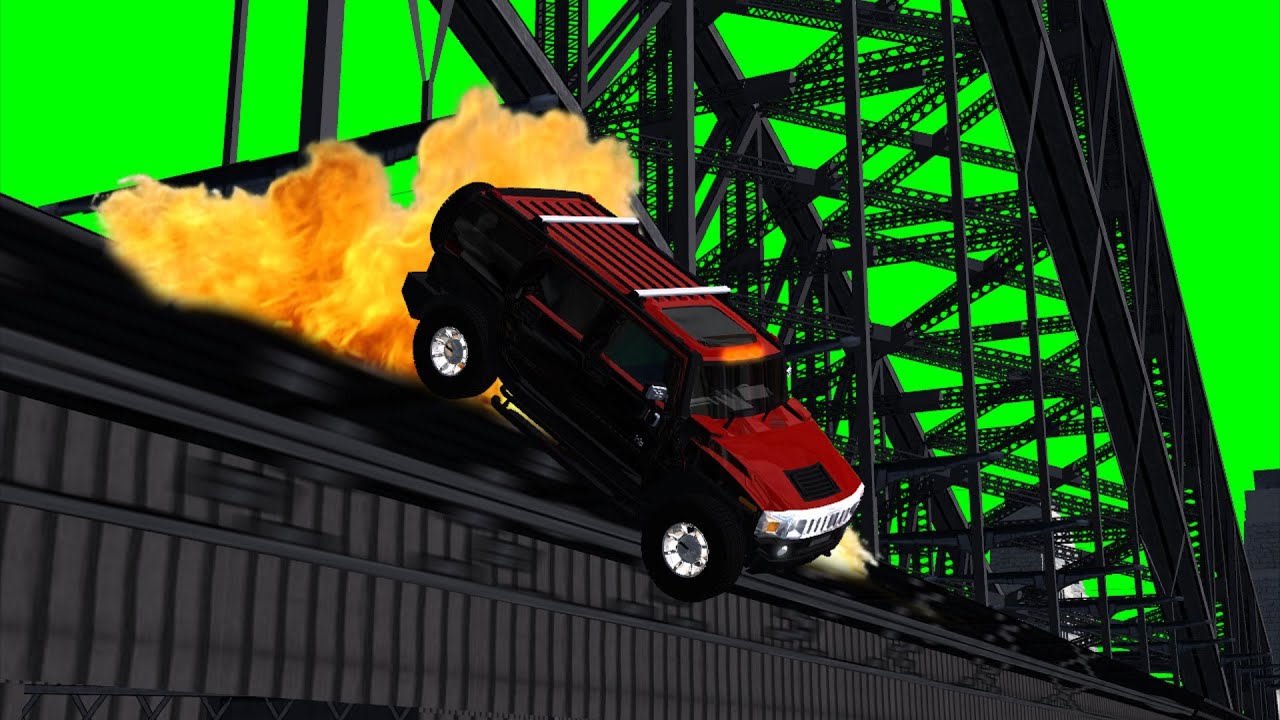 car falls from the bridging - movie VFX - green screen effect - free ...