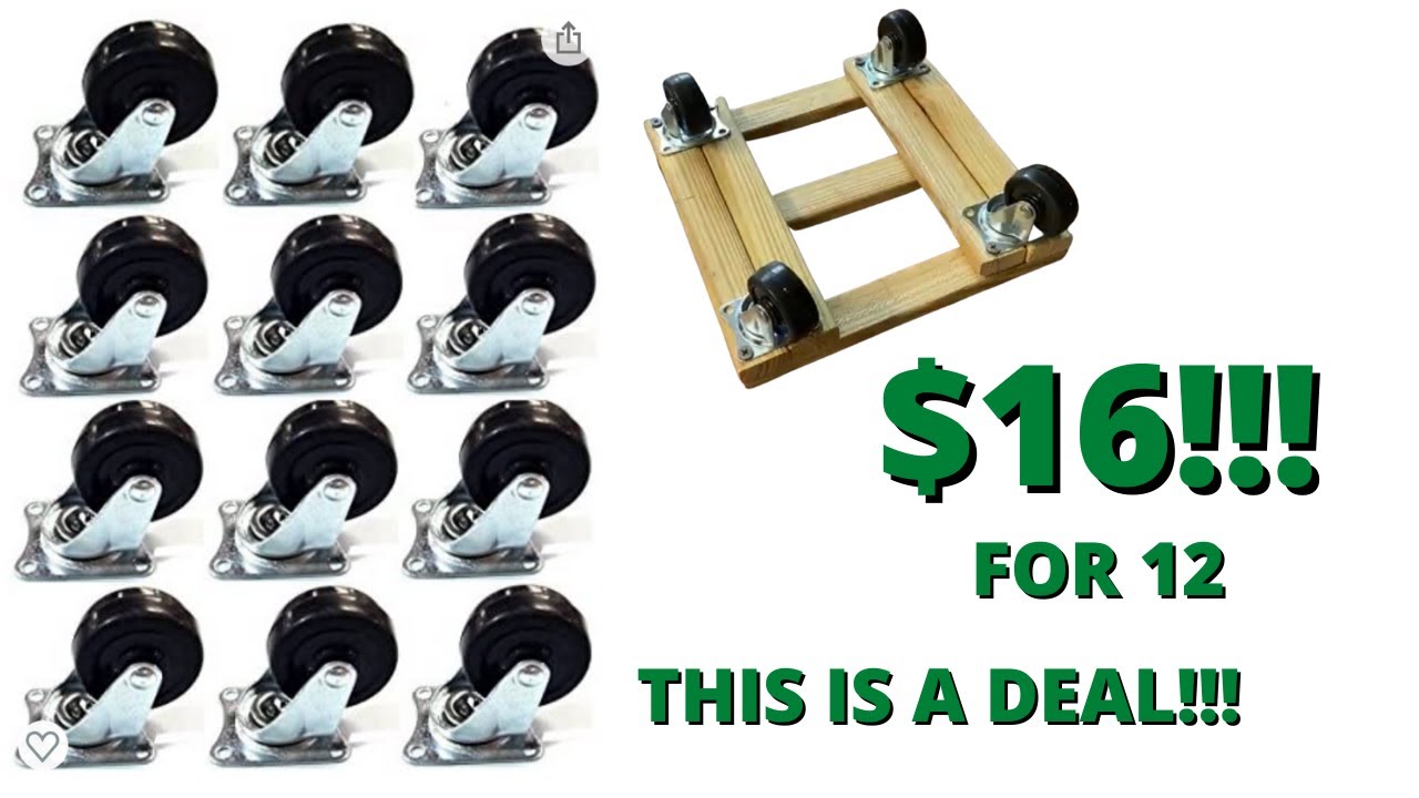 12 Pack 2" Swivel Caster Wheels Rubber Base with Top Plate & Bearing ...