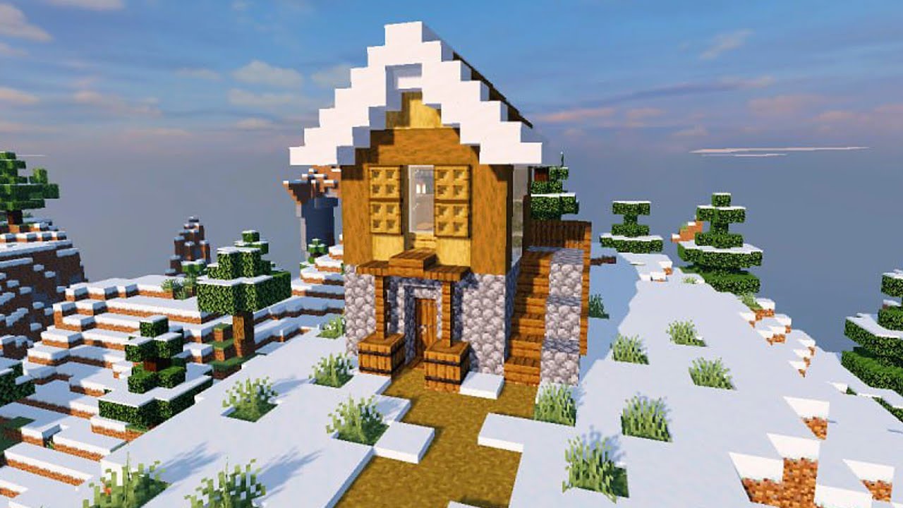 ⚒️Minecraft | Como construir uma chalé de inverno de madeira no ...