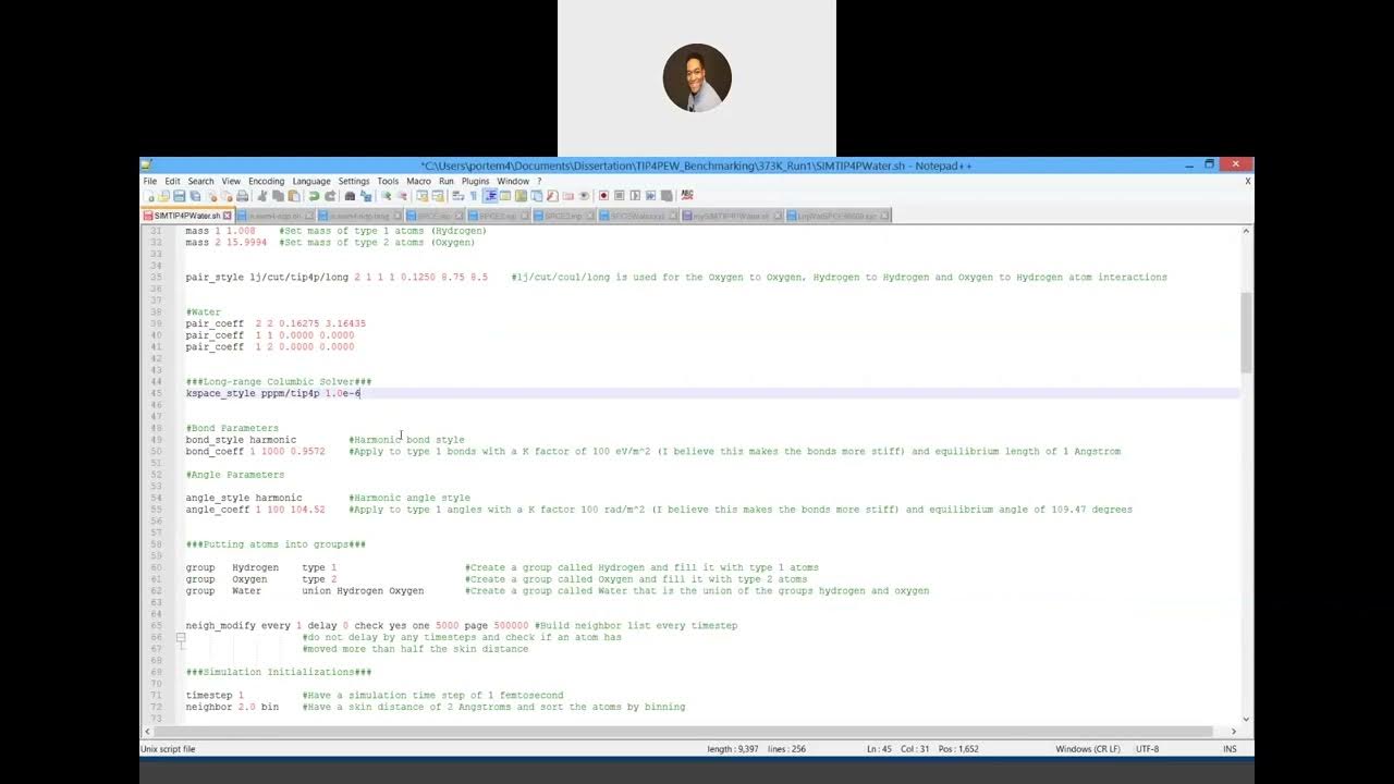 LAMMPS Script Walkthrough: TIP4P-Ew Benchmark - YouTube