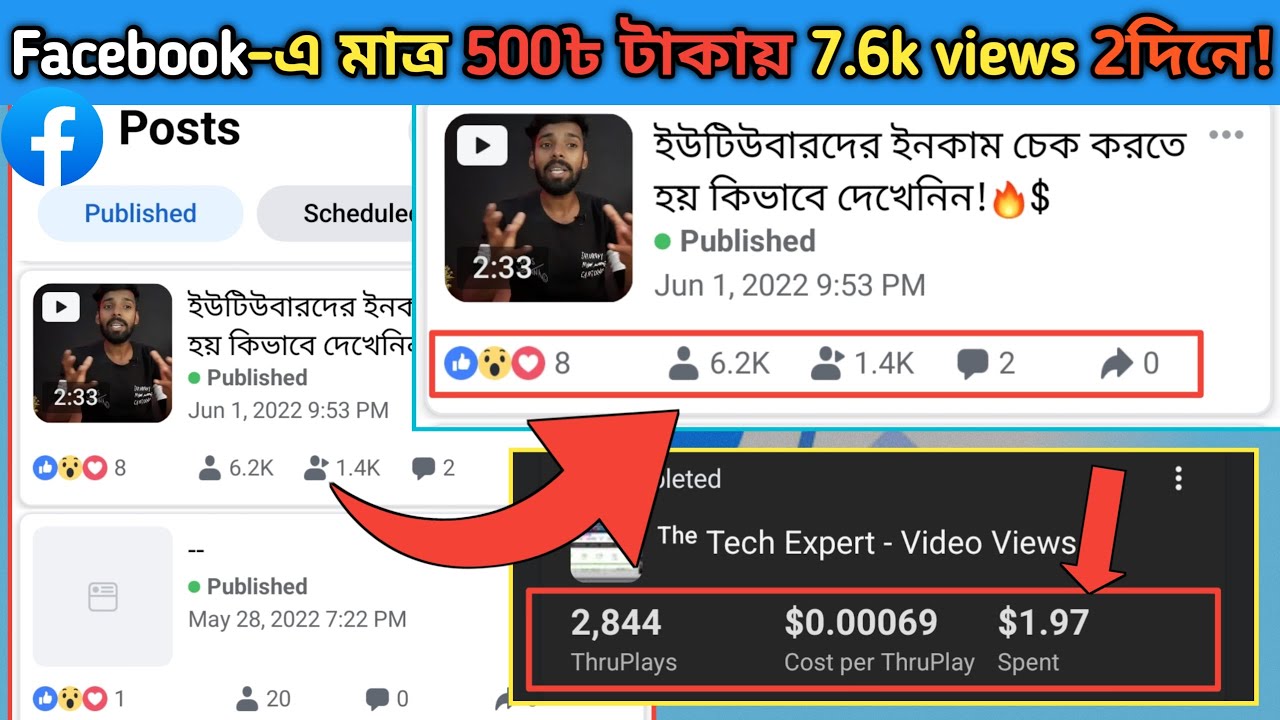 Facebook page এ Video Boost করে কতো views পেলাম||Boost fb page||Thetech ...