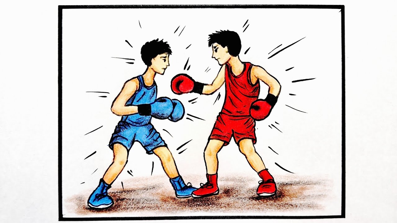 Boys Playing Boxing Drawing🥊|| How To Draw Boxing Fighters || Boxing ...