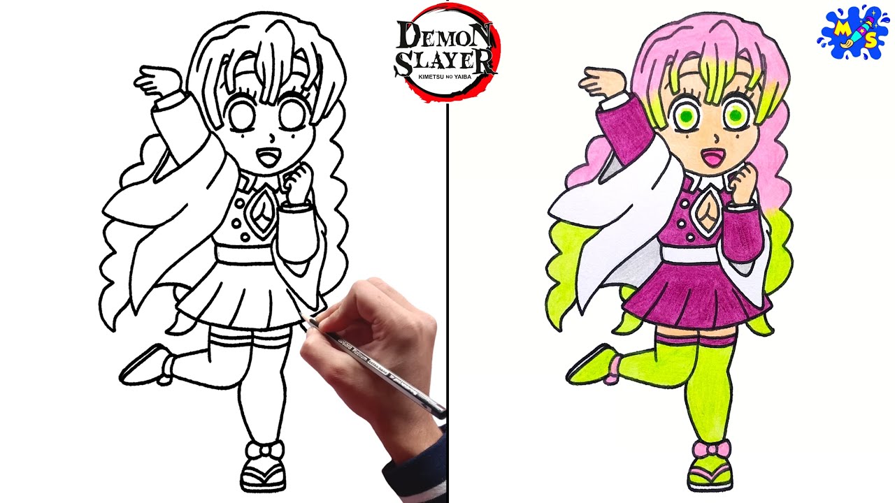 Demon Slayer Drawing Mitsuri kanroji || How to Draw Mitsuri kanroji ...