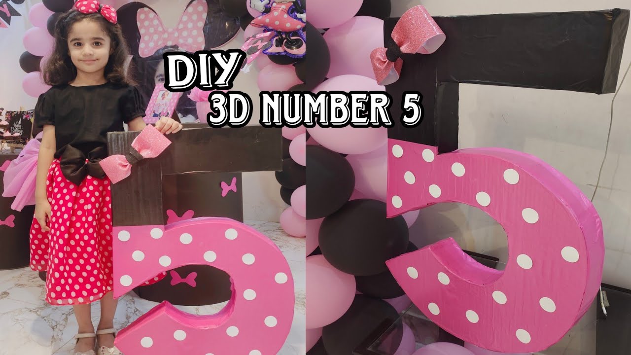 How to make 3d cardboard number 5|| diy 3d number 5 for birthday||huge ...