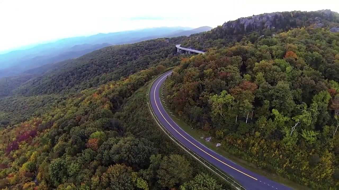 Fall 2013 Aerials of Blue Ridge Parkway/Linn Cove Viaduct - YouTube
