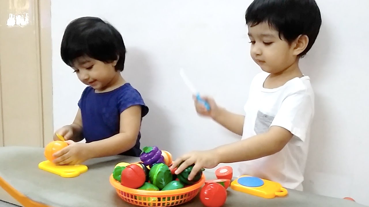 Baby Playing With Velcro Vegetables - Toy Cutting Velcro Vegetables ...