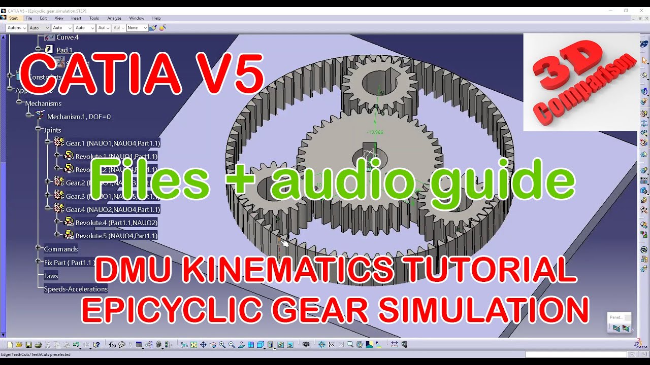 Catia V5 - DMU Kinematics tutorial of an Epicyclic Gear Assembly - YouTube