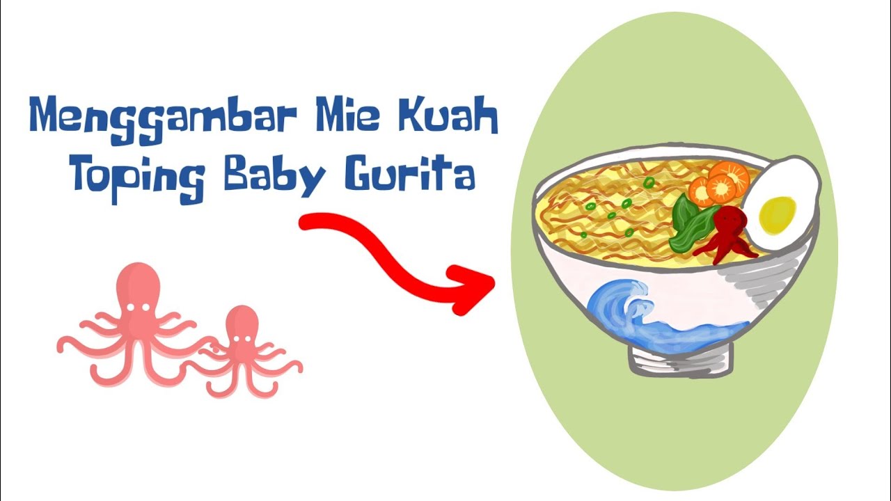 Menggambar Mie Instan Ramen Kuah Enak 🐙🌶️🥬🍜🥚 How to draw a ramen ghibli ...