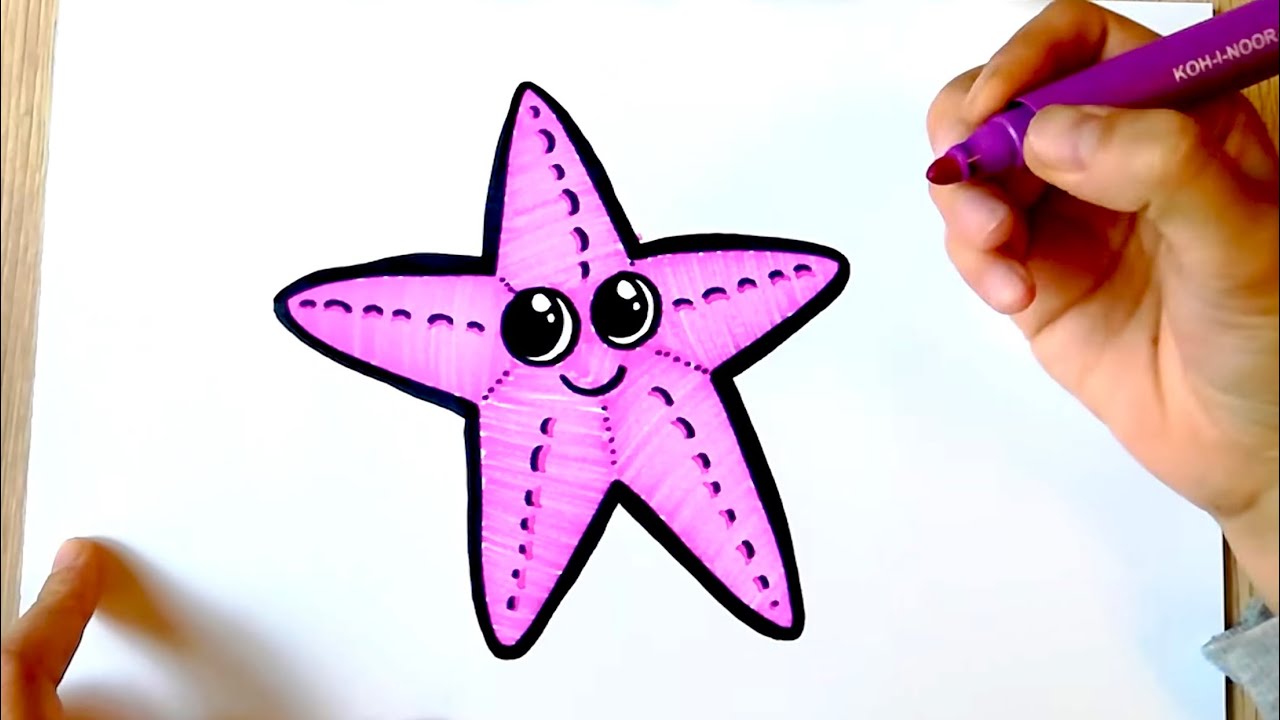 HOW TO DRAW a Starfish - coloring with markers - YouTube
