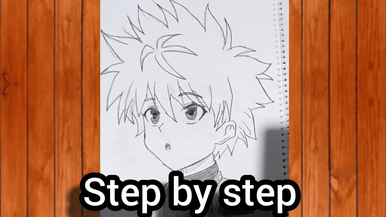 how to draw killua from hunter X hunter: step_by_step - YouTube