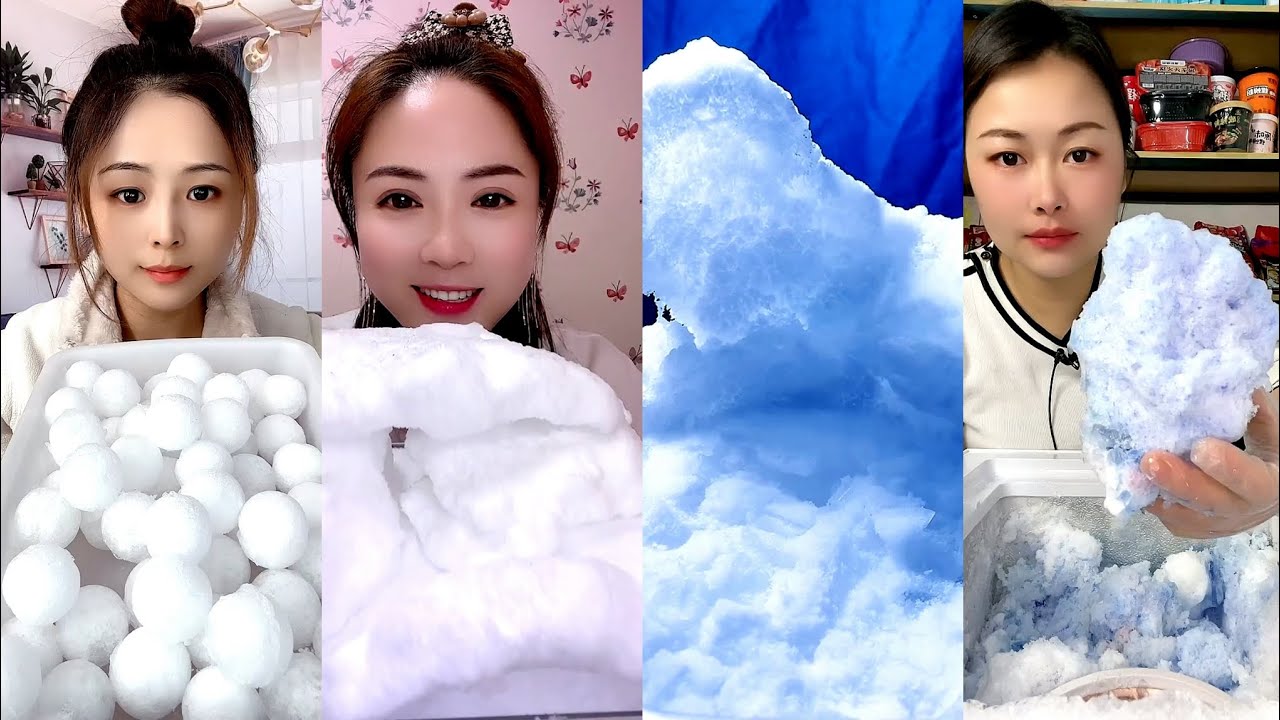 ASMR WHITE ICE EATING / FREEZER FROST EATING. SNOWBALLS ICE. ICE EATING - YouTube