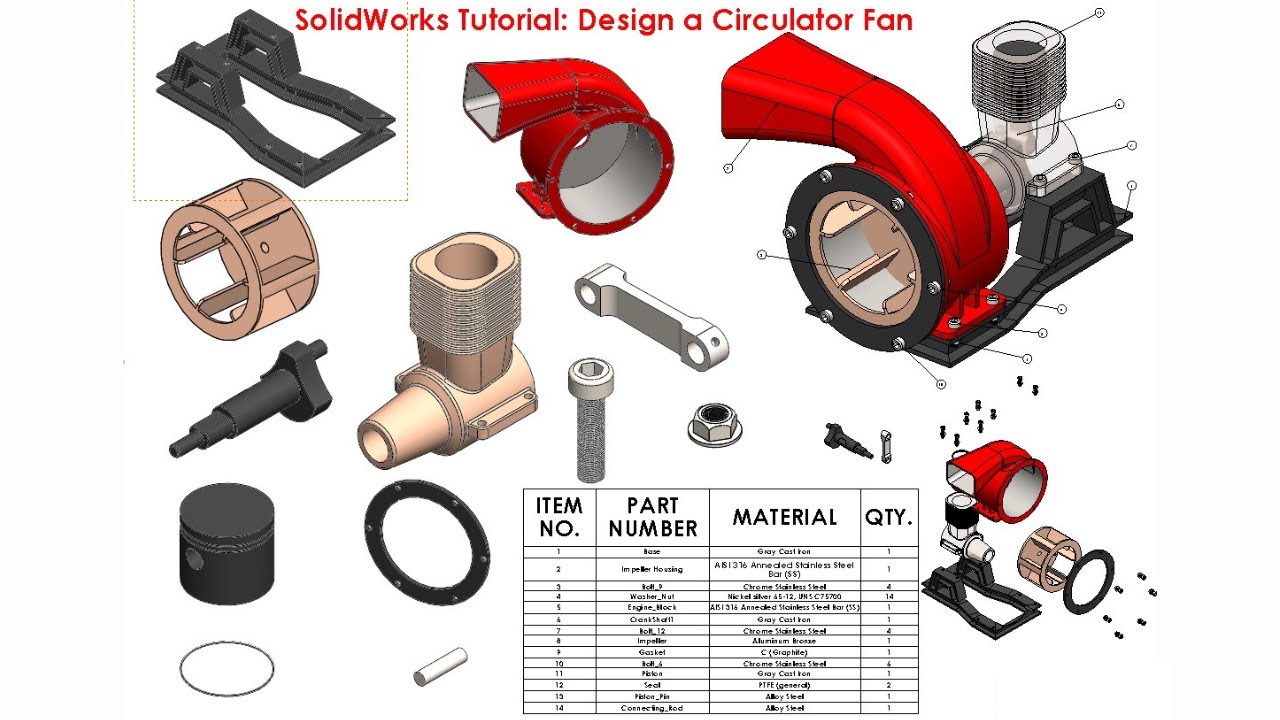 SolidWorks Tutorial: Industrial Circulator Gas Fan | Design, Assembly & Motion Study - YouTube