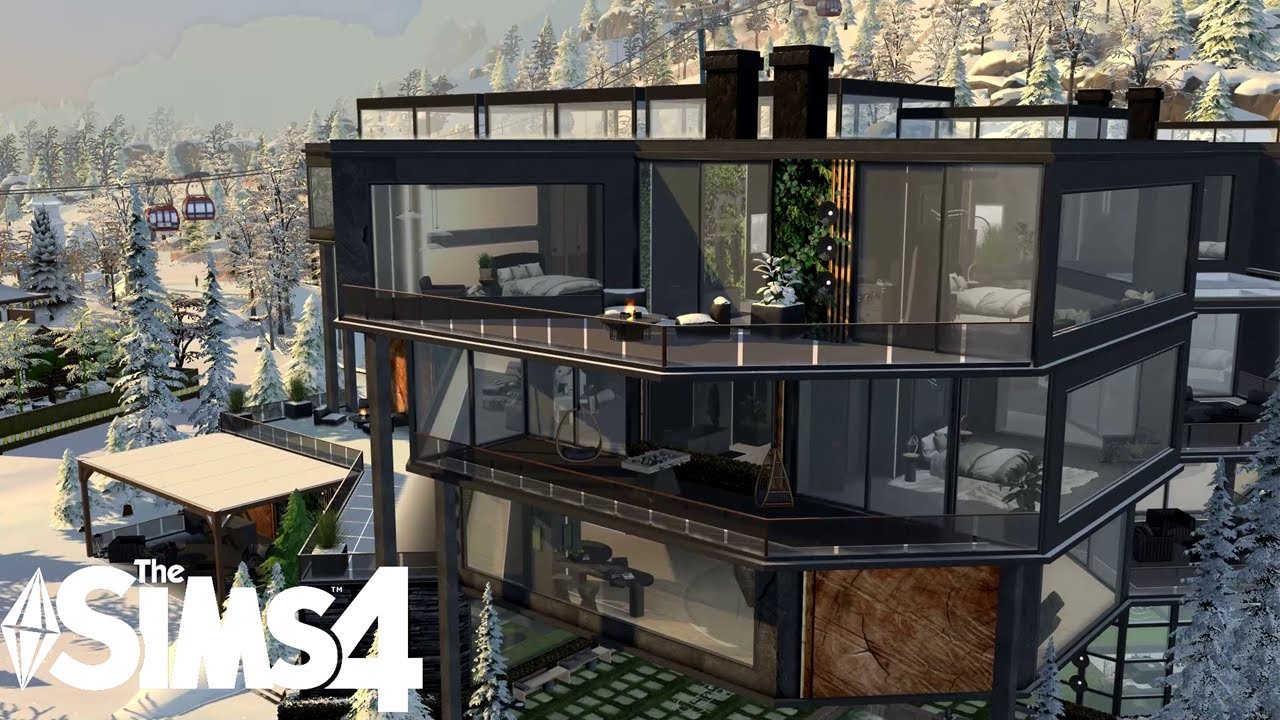ULTRA MODERN MEGA MANSION || The Sims 4 - Snowy Escape || 8 Bdr + 11 ...