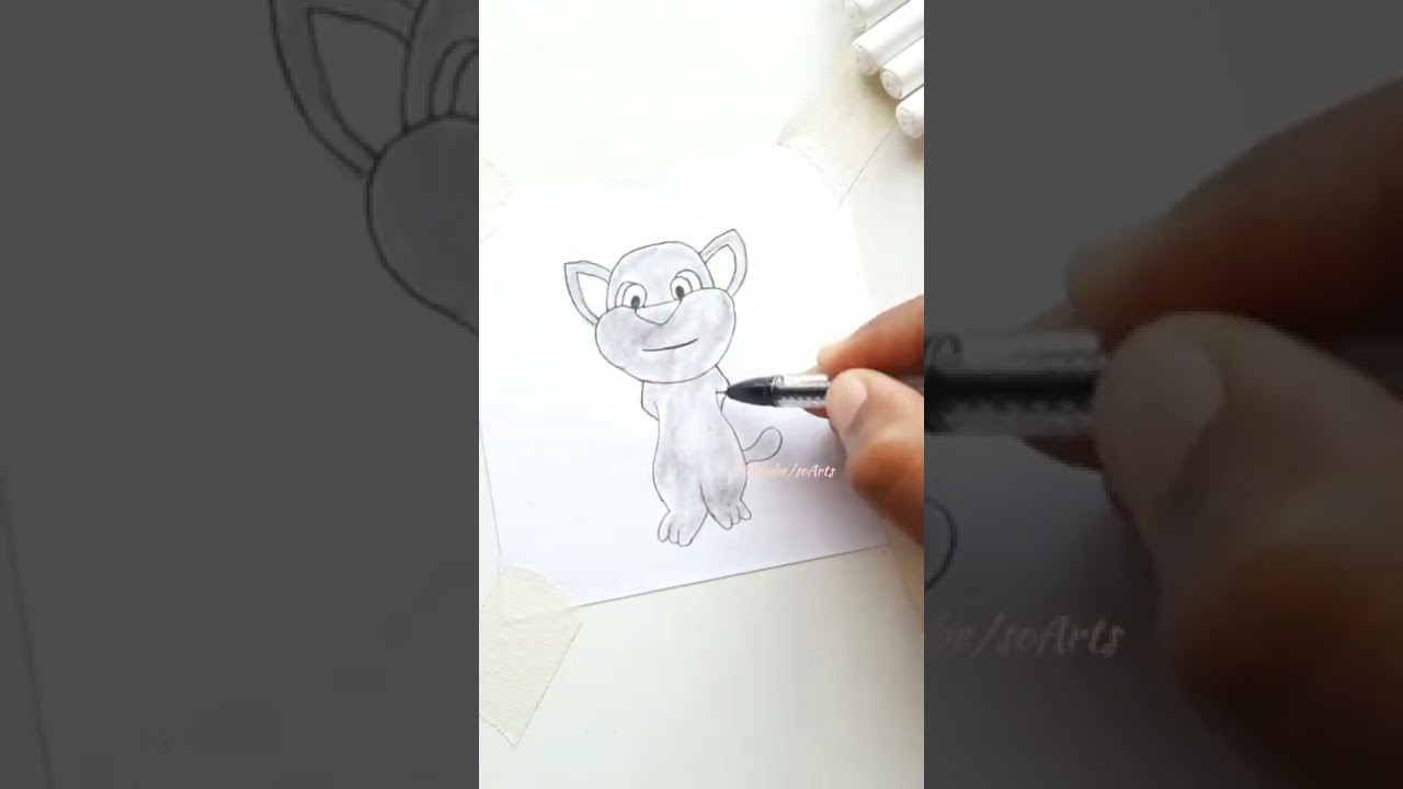 Normal pencil 🤪😀 Talking Tom Drawing : tutorial #shorts - YouTube
