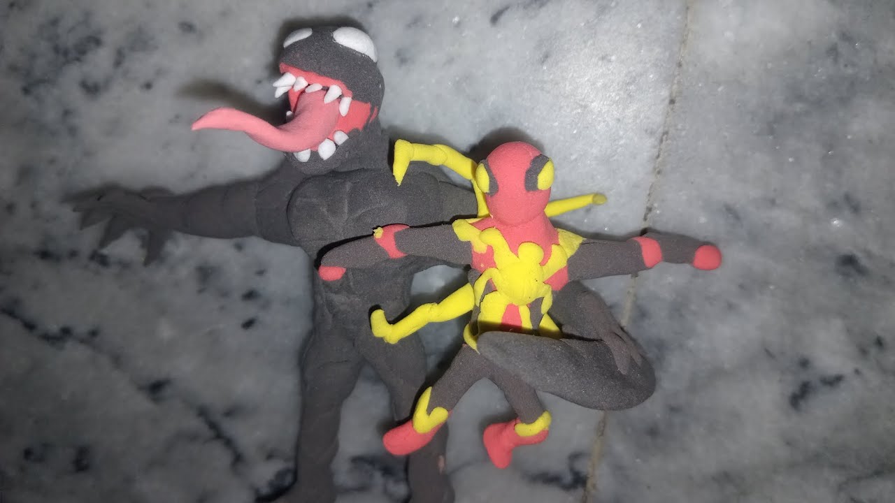 venom spiderman clay made figures at home - YouTube