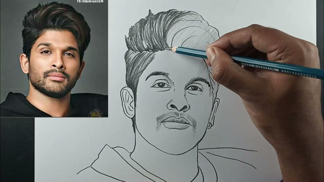Drawing Allu Arjun | How to Draw Allu Arjun Step by step | Drawing Tutorial - YouTube