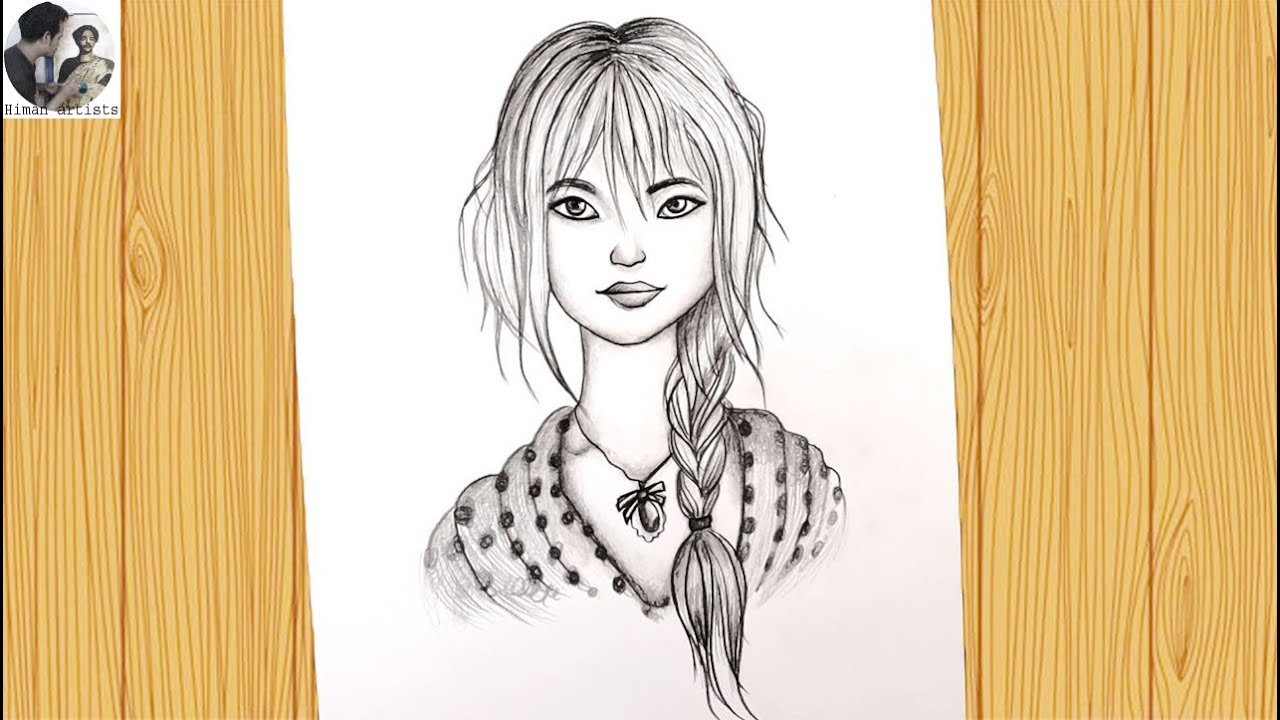 How to draw a girl step by step for beginners | Pencil sketch drawing a ...