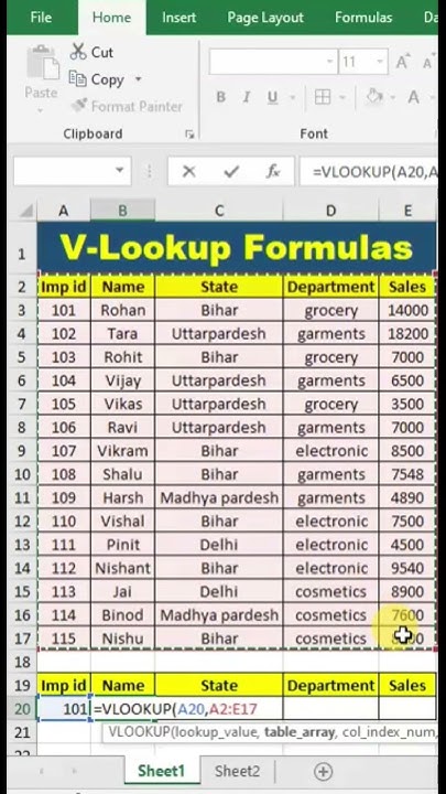 how to use Vlookup formula in Excel | Vlookup in Excel | Excel vlookup #short - YouTube