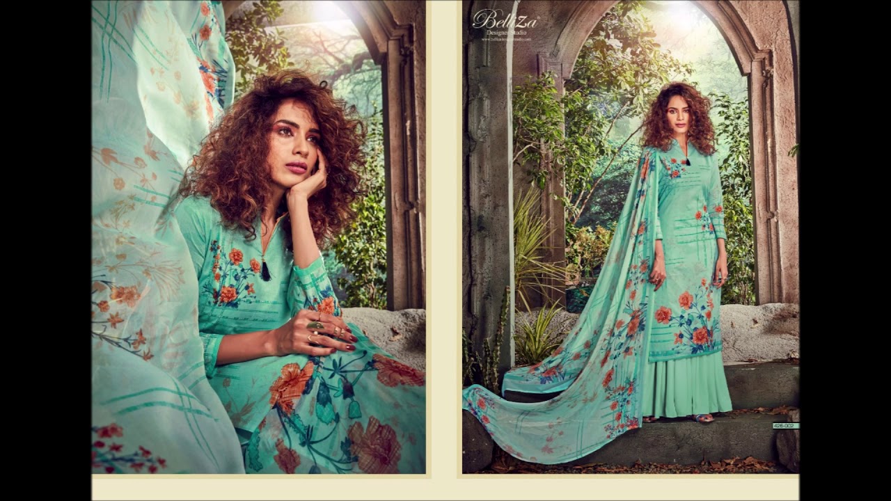 Belliza designer studio florals vol 2 cotton digital print salwar suit ...