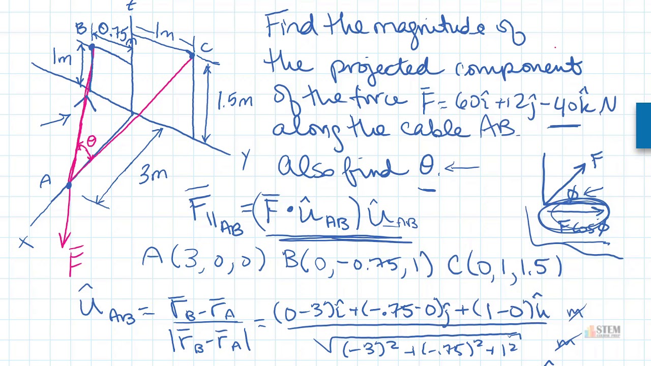 Statics Exam 3 Projected Component Of Force Along A Line Using Dot statics-exam-3-projected-component-of-force-along-a-line-using-dot