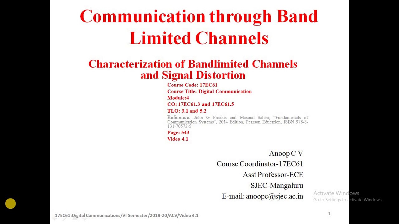 Video 4.1 Characterization of Bandlimited Channel and Signal Distortion ...