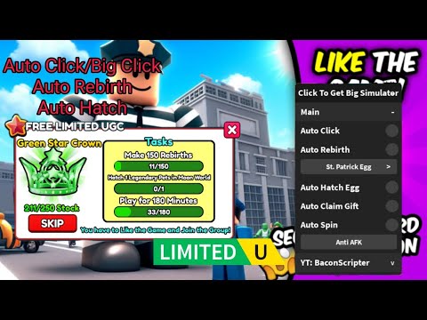 [FREE UGC] Click To Get Big Simulator Script - Auto Click | Auto Hatch ...