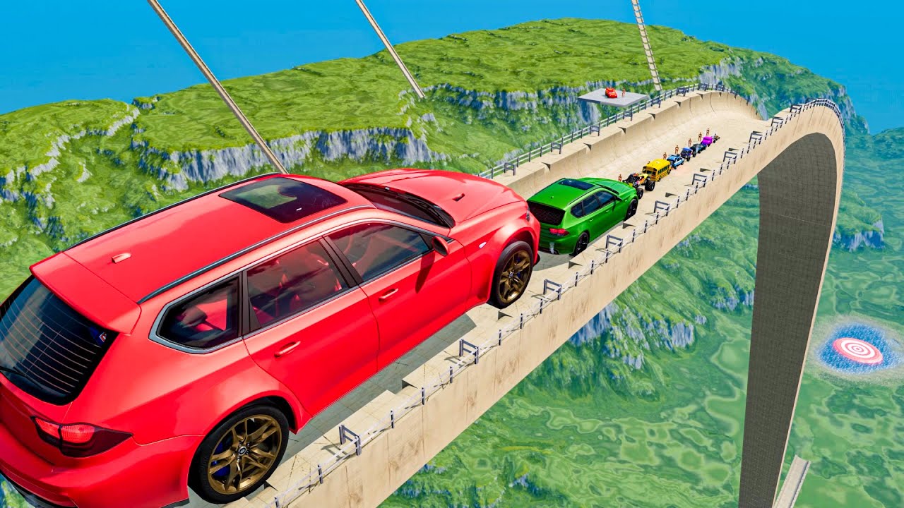 🔔 Big & Small Cars vs Giant Ramp #2💥🕳️ – BeamNG.drive | Insane Crashes ...