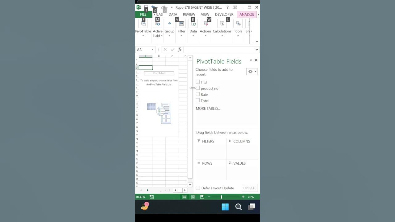 Pivot Table Excel Excelsolutions Exceltips Exceltricks Youtube