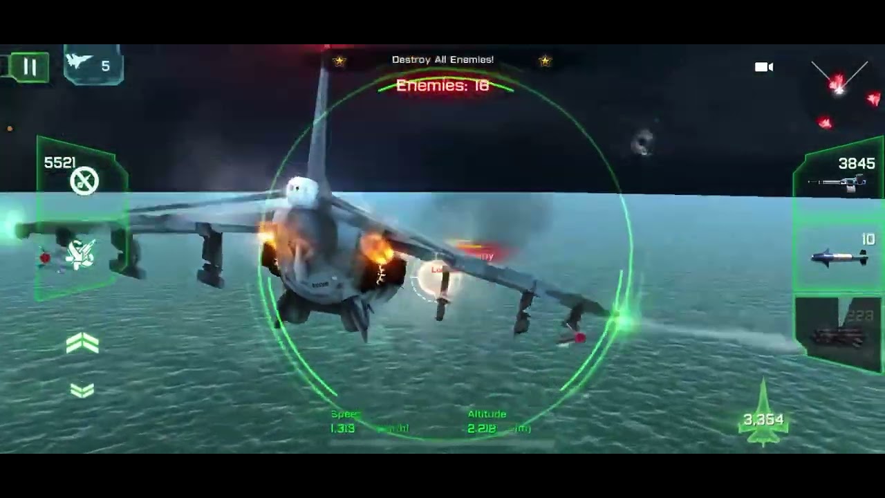 Fighter with strong attack on enemy naval base positioned ships and ...