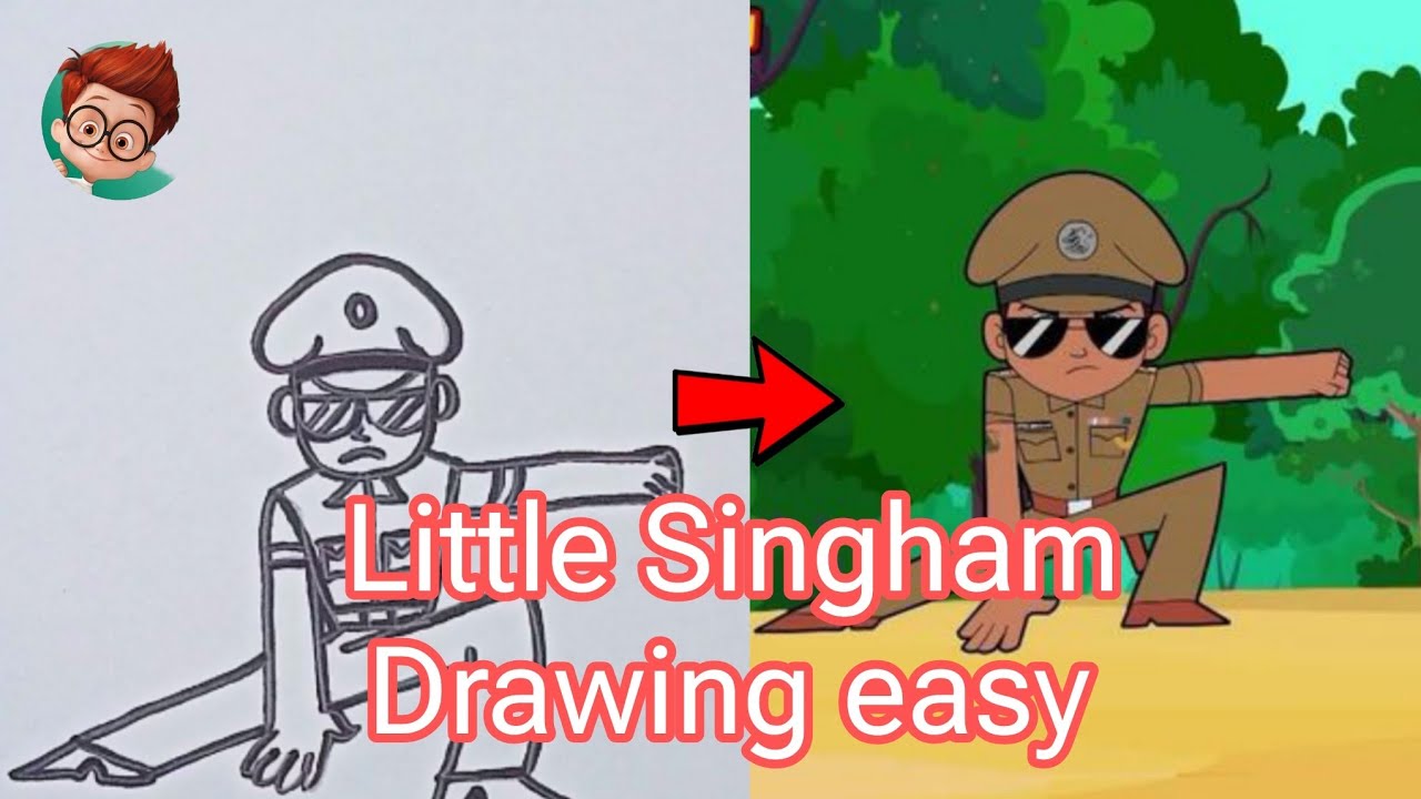 Little Singham Drawing | Little Singham Drawing easy With Pencil Colour ...