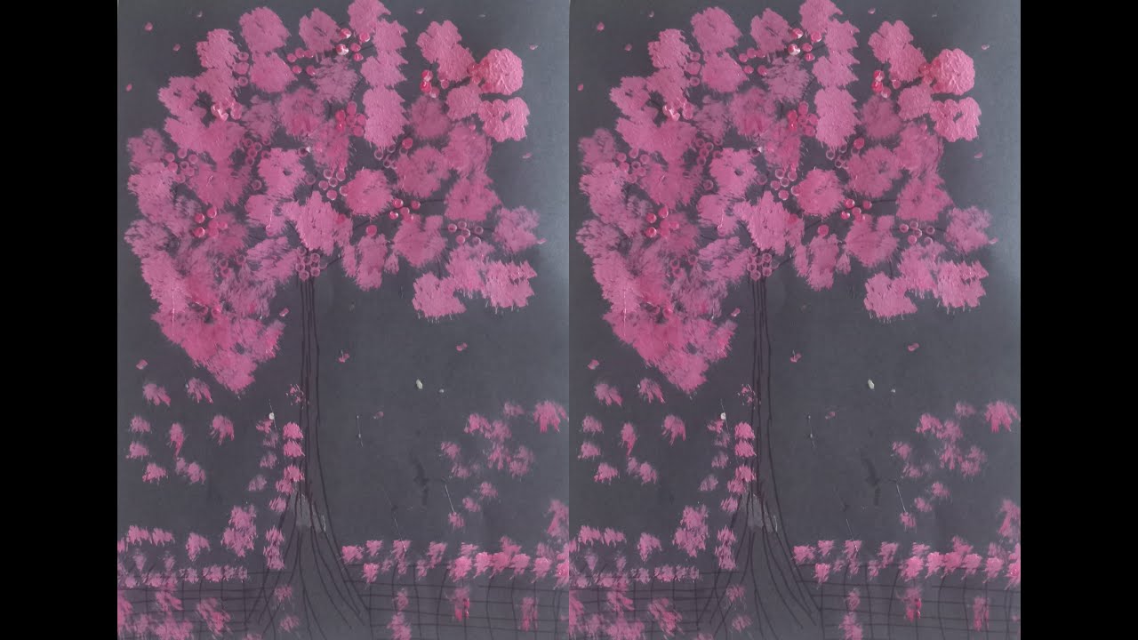 DIY - Cherry Blossom Tree Acrylic Painting !! - YouTube