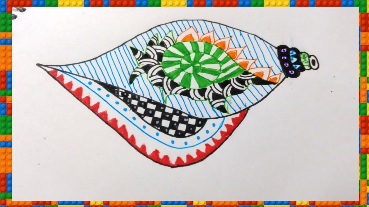 How to make sea shell or shankh mandala art|pattern|doodle|zentangle ...