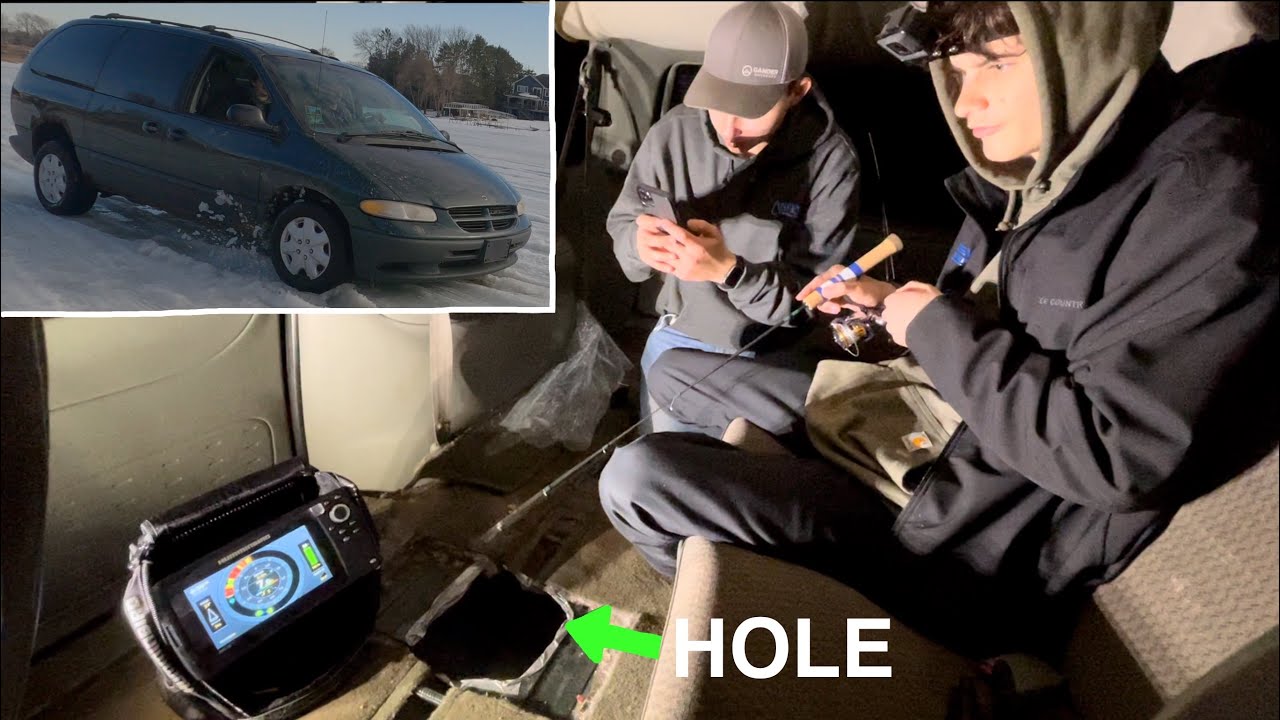 Ice Fishing Inside a Custom Van - Drilling Holes In The Floor - YouTube