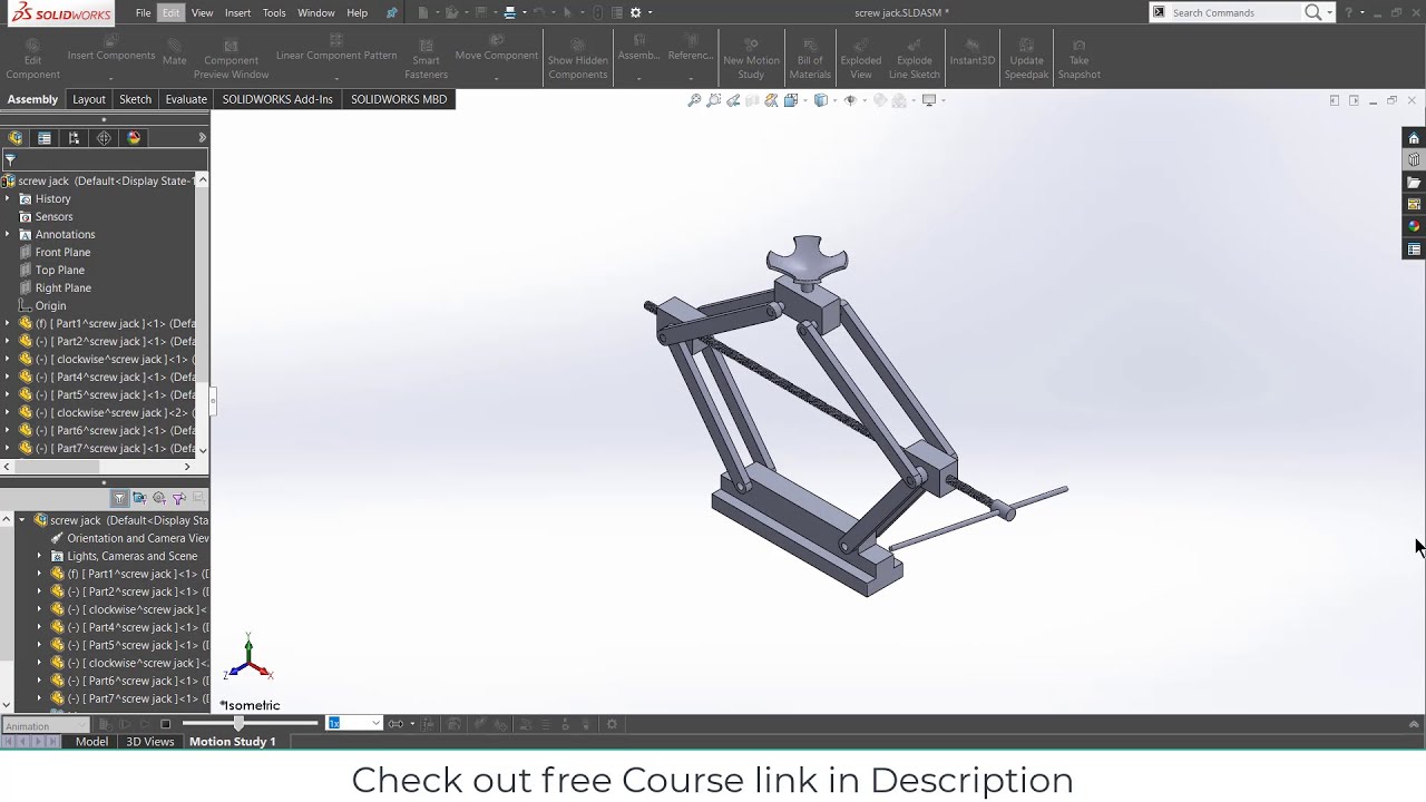 Screw Jack Mechanism in Solidworks - YouTube
