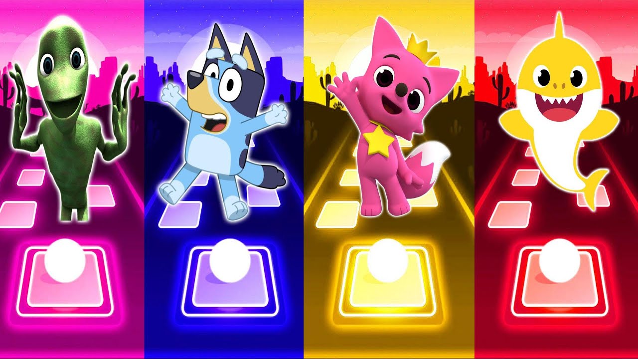 Alien Dance vs Bluey vs Pikfong vs Baby Shark - Tiles Hop... - YouTube