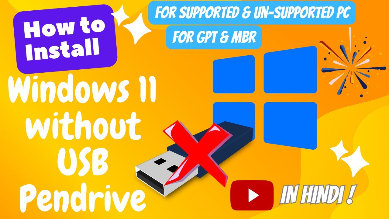 🔥Install Windows 11⚡️without USB Pendrive | GPT or MBR | Any PC | in ...